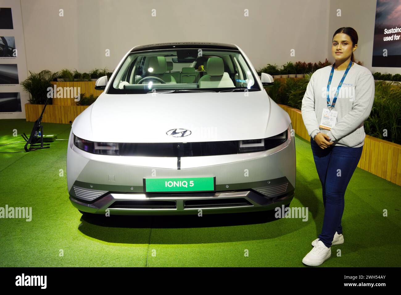 New Delhi - 1er février 2024 : la Hyundai Ioniq 5 est exposée au salon Bharat Mobility Global ...
