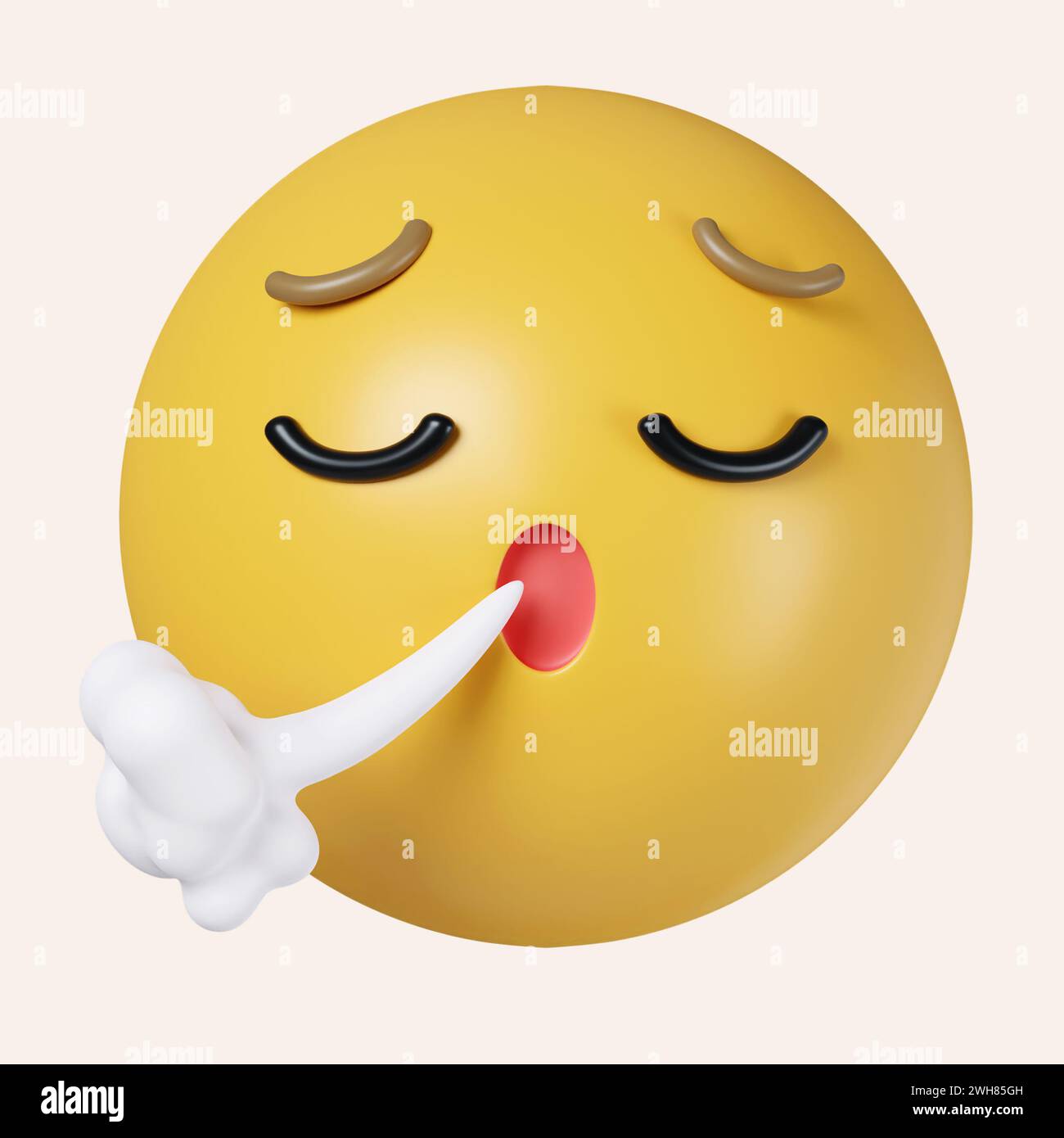Icône emoji exhalant visage 3D. Un visage montrant un souffle d'air ...