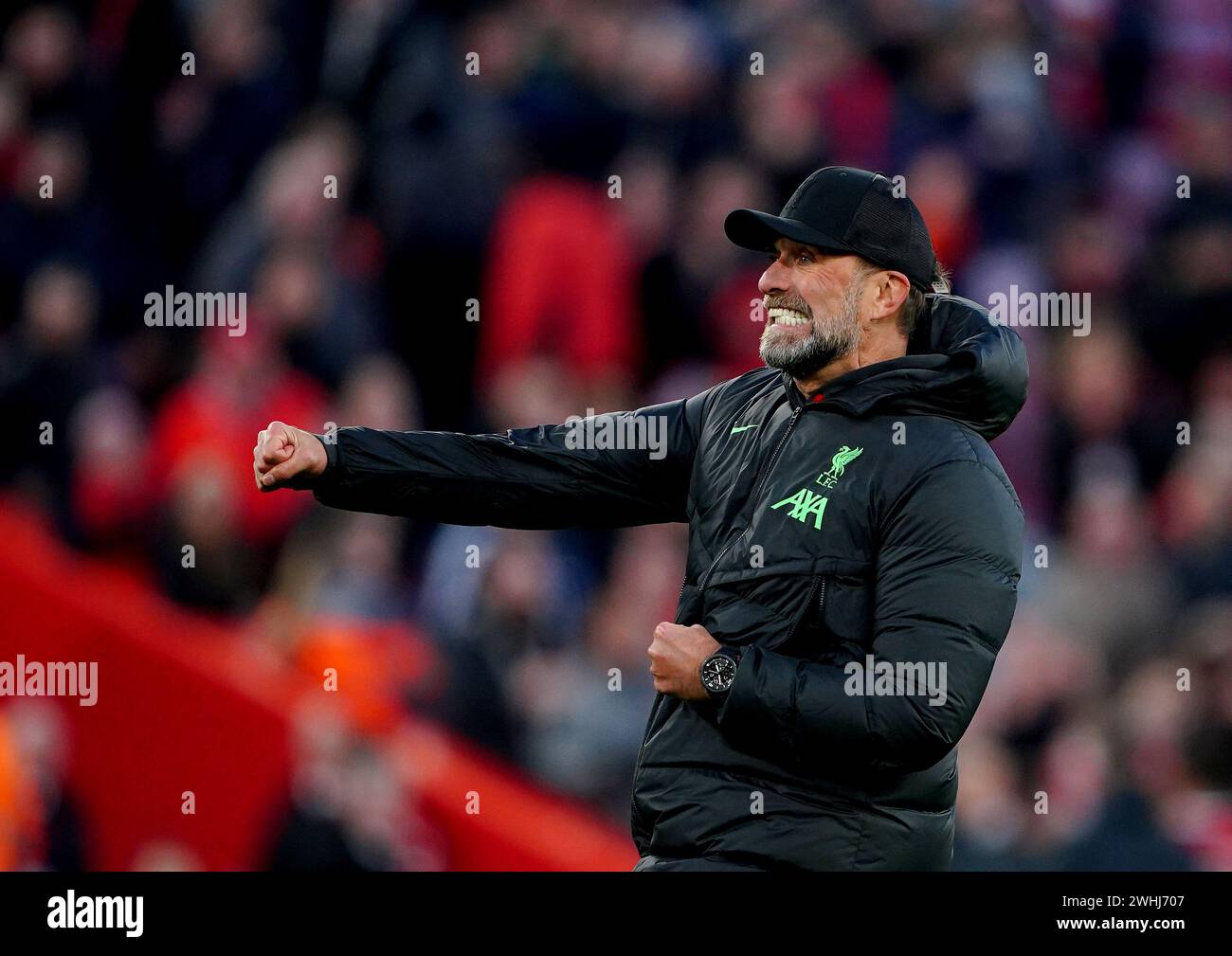 L'entraîneur de Liverpool, Jurgen Klopp, fête à la fin du match de ...