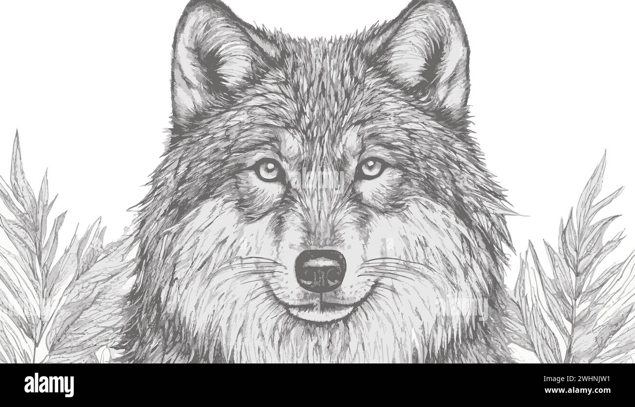 Loup de profil Banque d'images vectorielles - Alamy