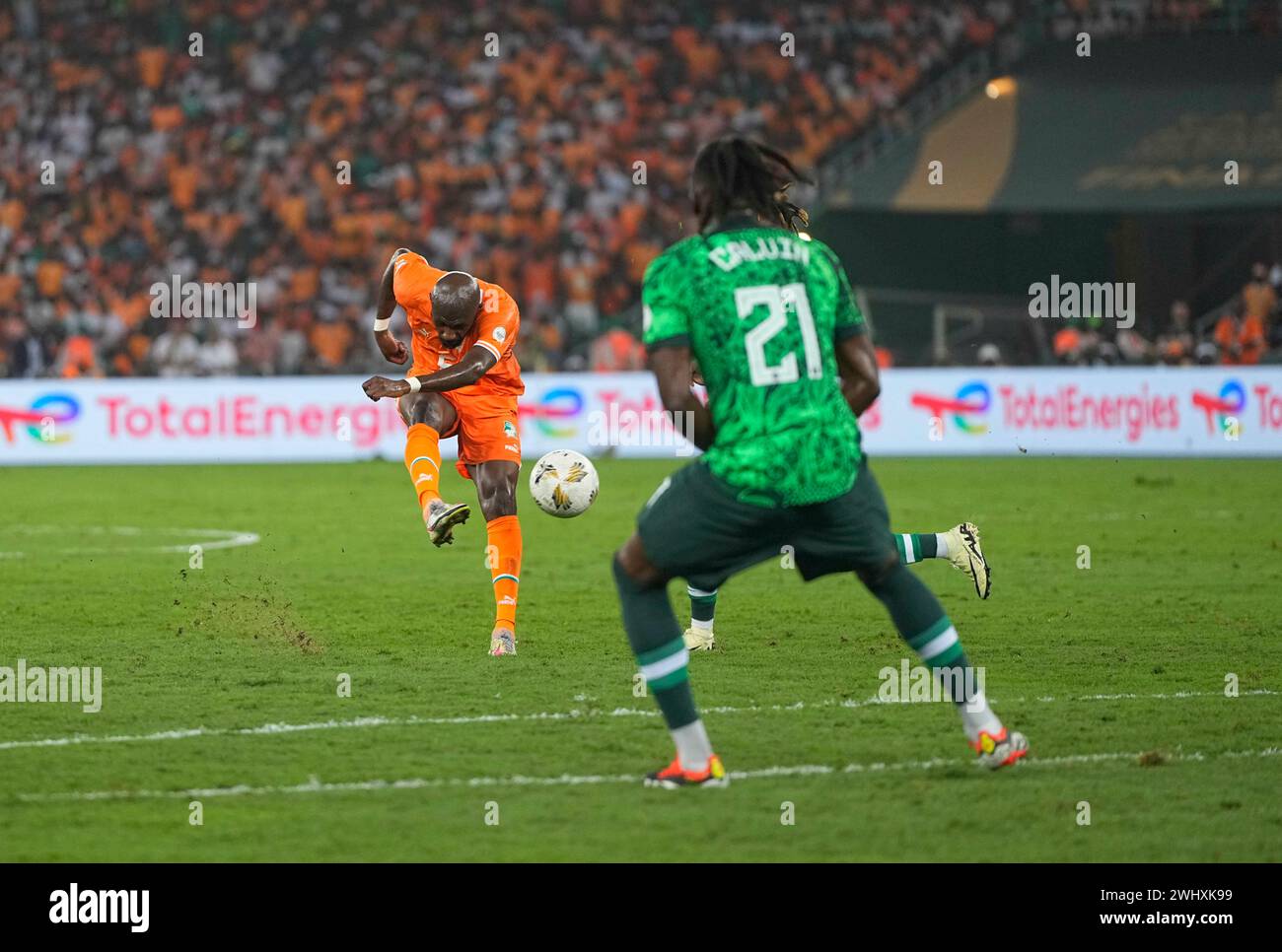 11 février 2024 : Seko Mohamed Fofana (Côte d'Ivoire) tire au but lors ...