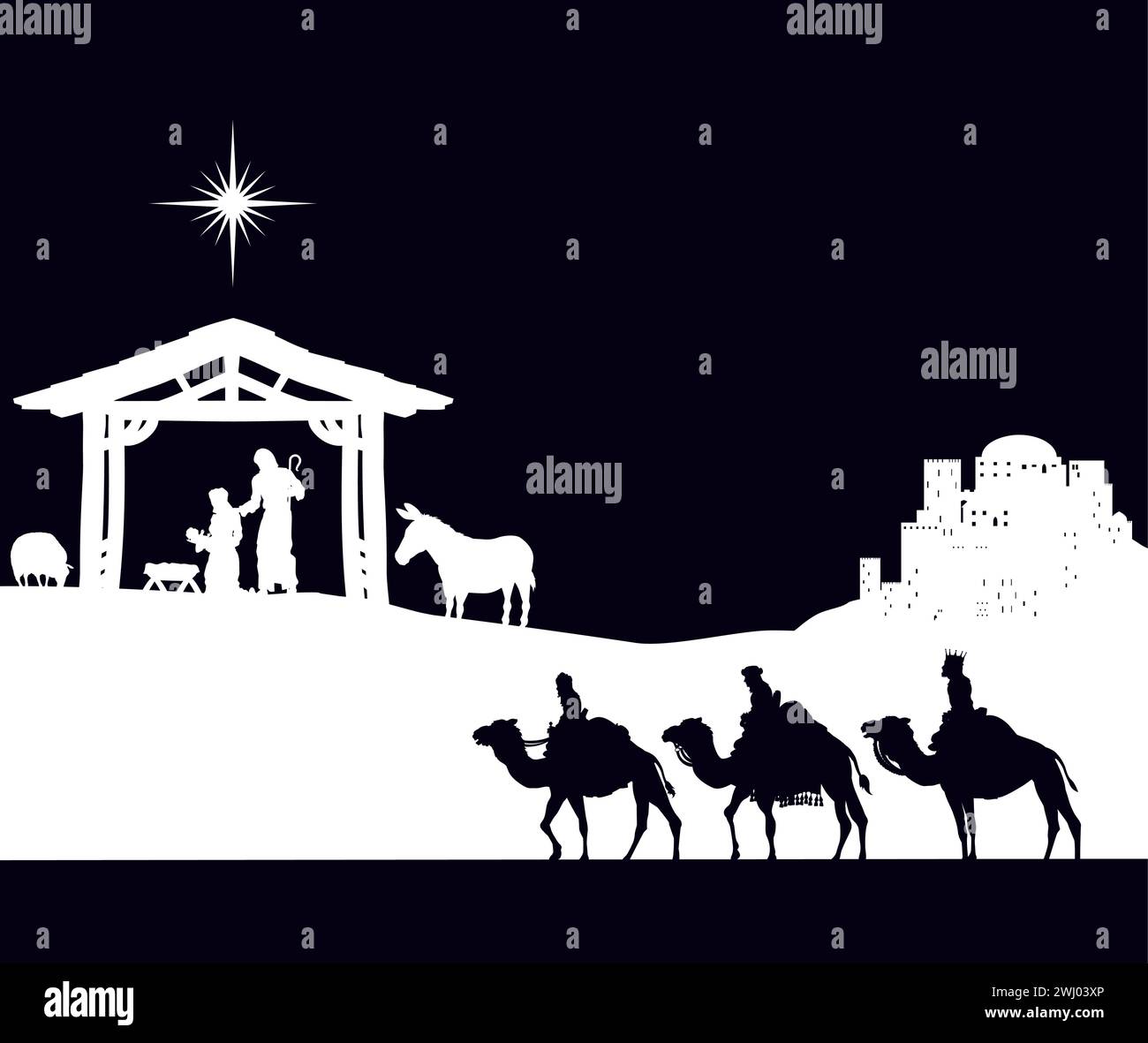 Dessin silhouette vierge marie Banque d'images vectorielles - Alamy