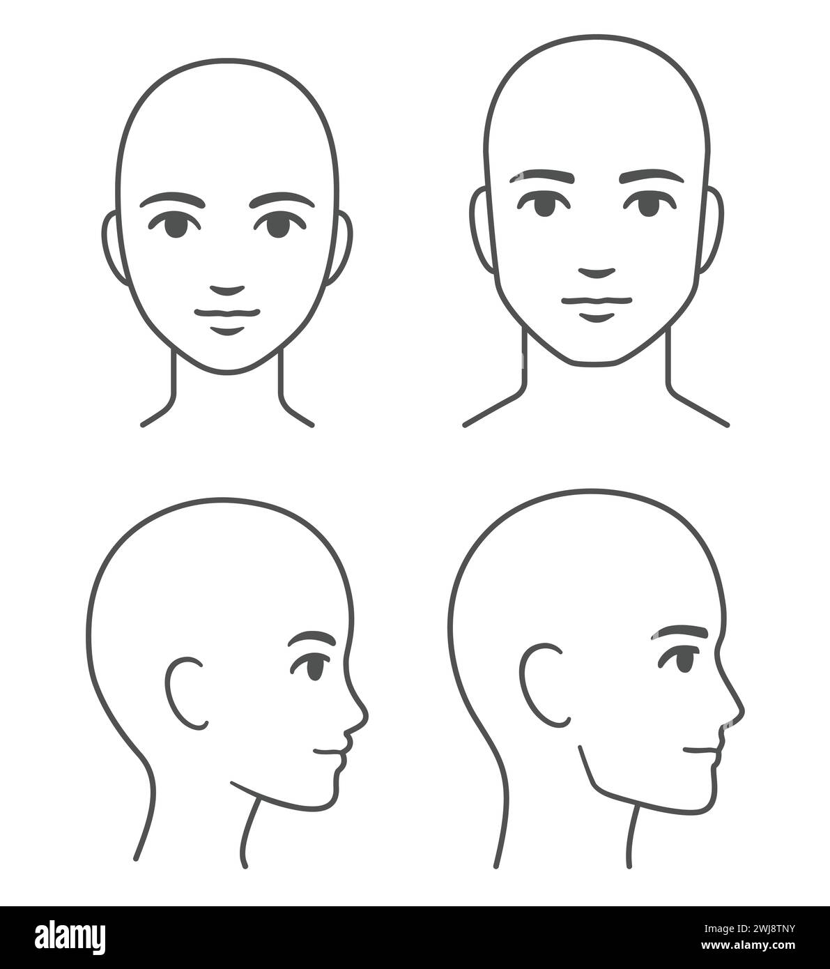 Silhouette face woman no illustration Banque d'images détourées - Alamy