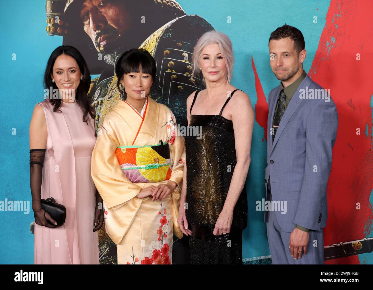 Los Angeles, États-Unis. 13 février 2024. Rachel Kondo, Eriko Miyagawa, Michaela Clavell et ...