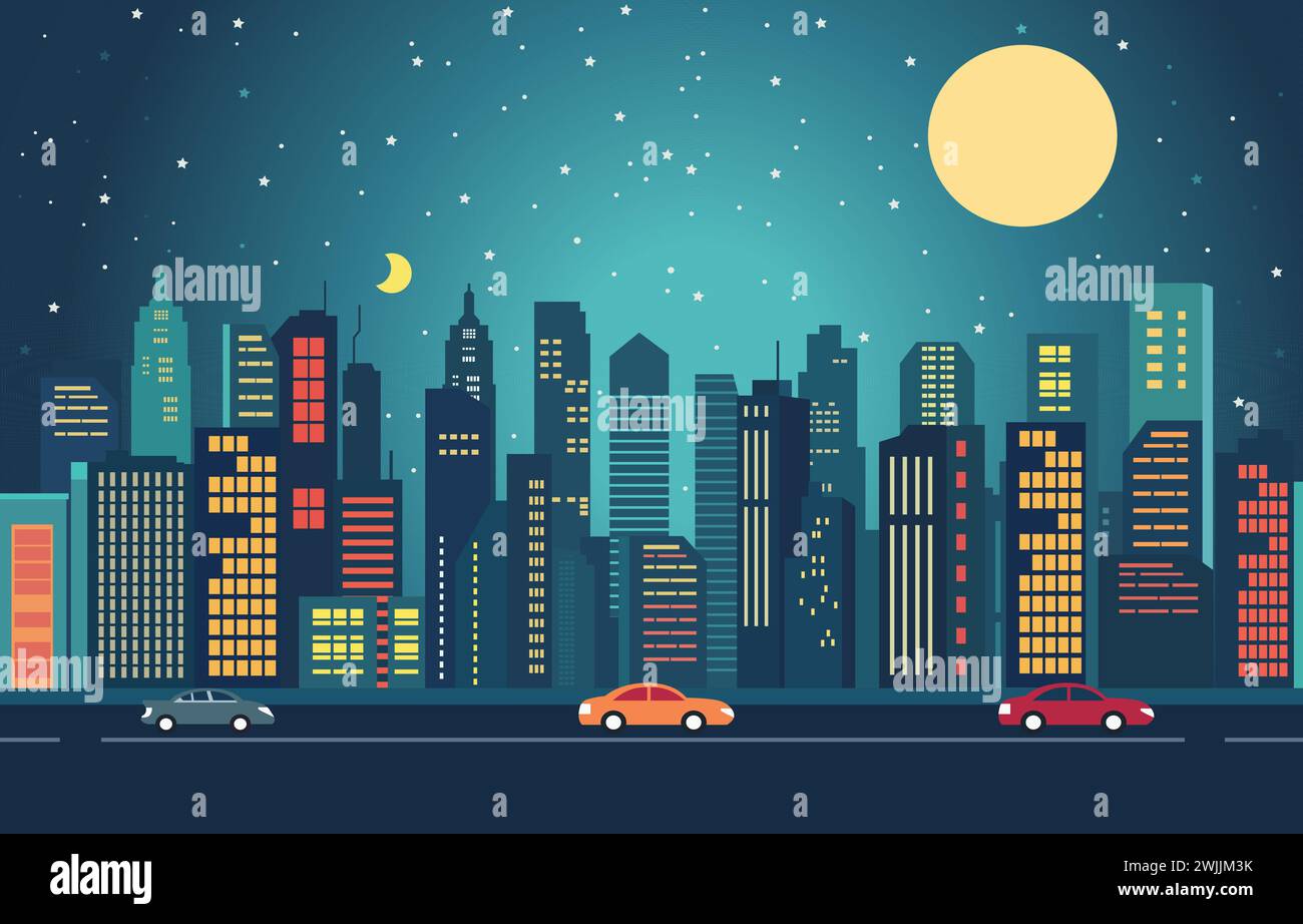 Ville le soir Banque d'images vectorielles - Alamy