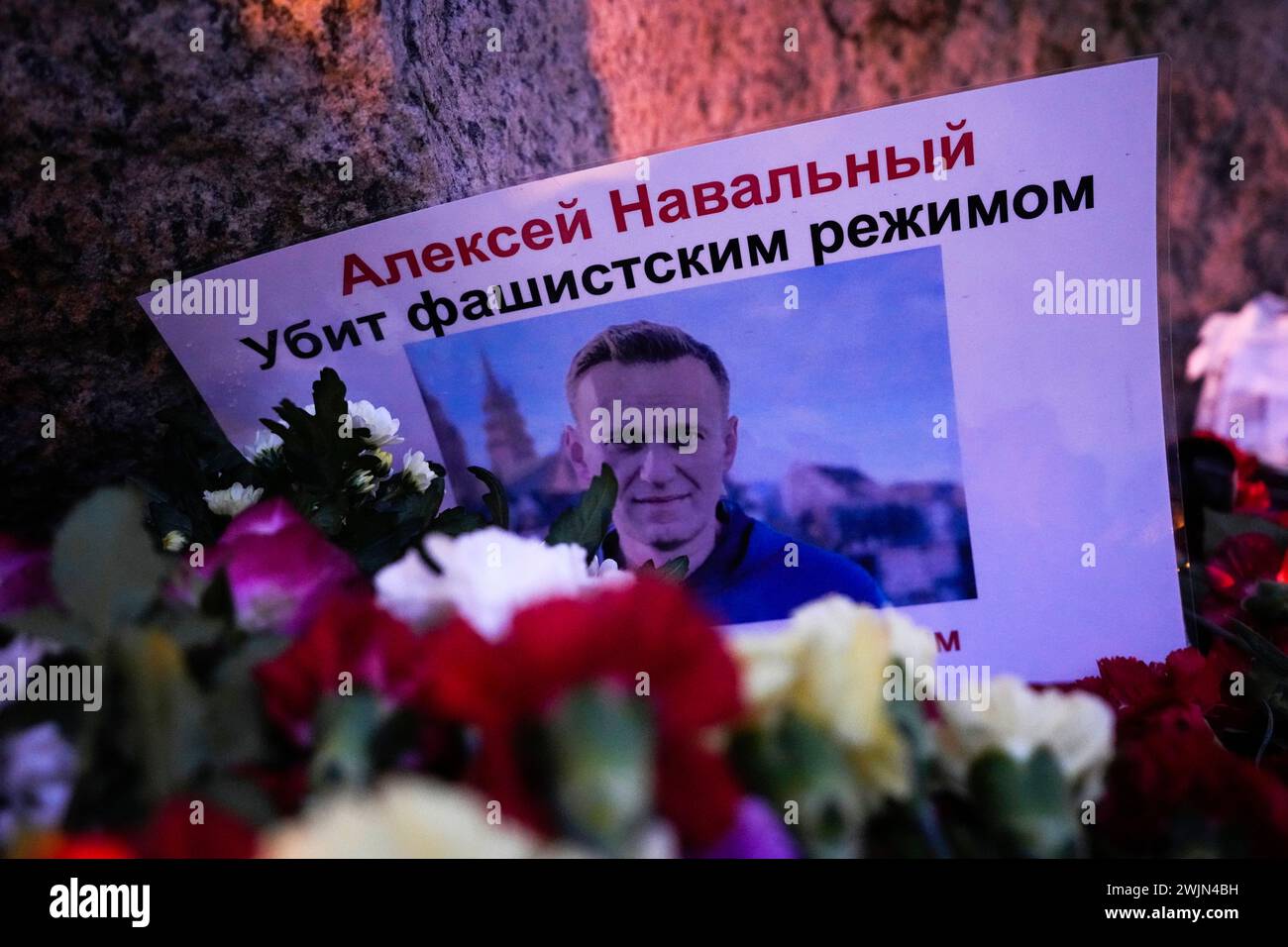 A poster with a portrait of Russian opposition leader Alexei Navalny ...