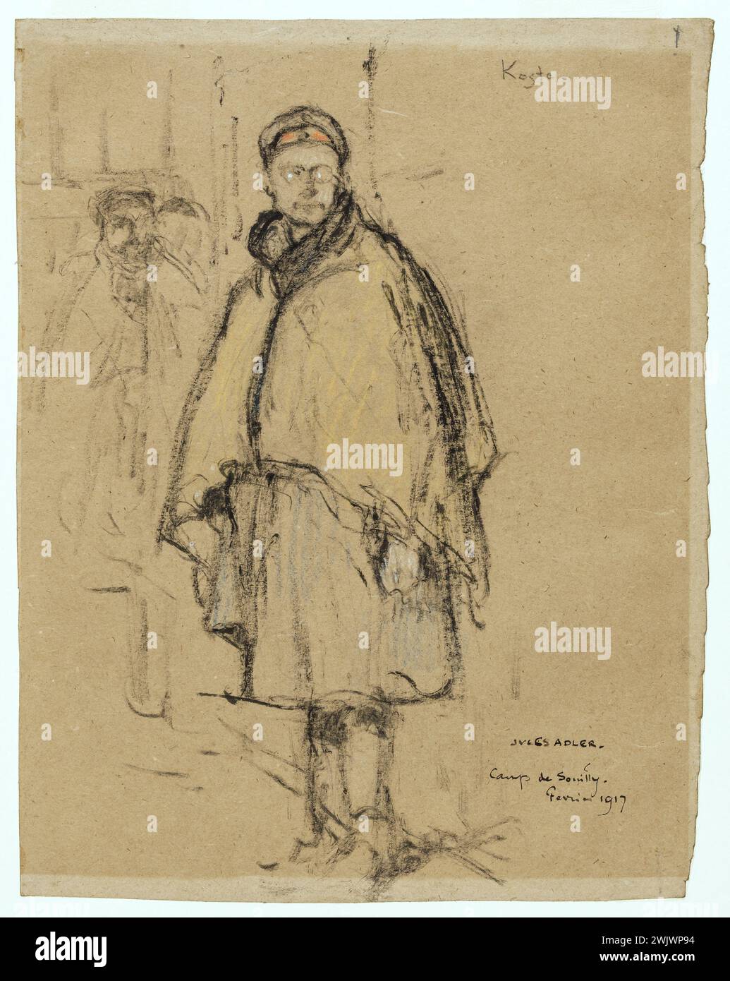 Jules Adler (1865-1952) Guerre 1914-1918. 'Souilly camp. Derniers ...