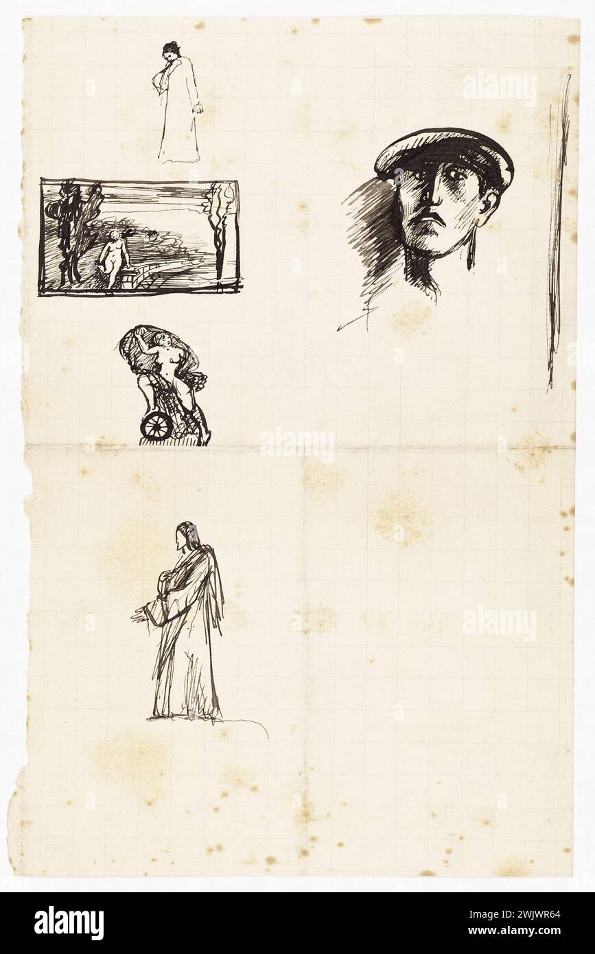 Arthur-Joseph Guéniot (1866-1951) Fiche d'étude avec cinq sujets ...