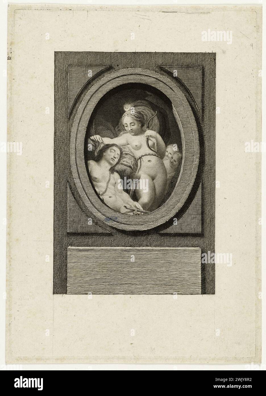 Pierre Savart (1737-1780) Diane et Endymion après Montaigne. Burin ...