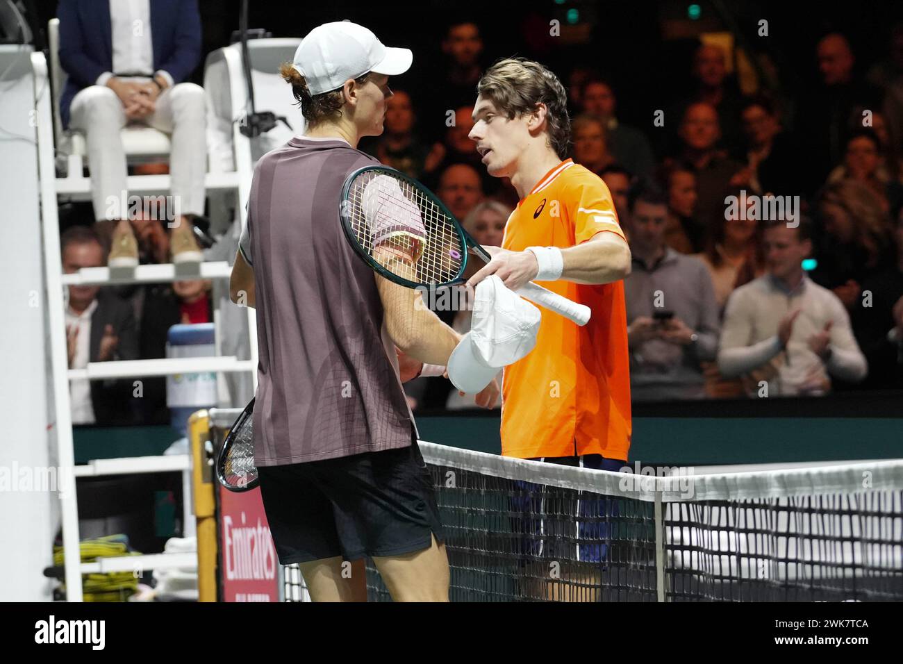 Jannik Sinner d'Italie contre Alex de Minaur d'Australie, finale lors de l'ABN Amro Open 2024 ...