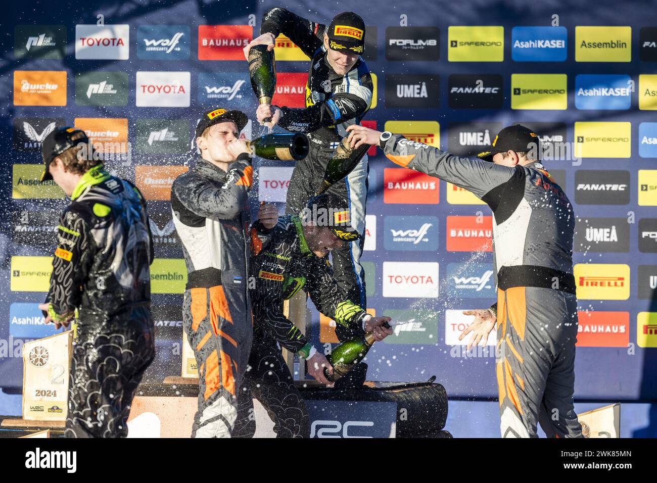 PAJARI Sami, MALKONEN ENNI, Toyota Yaris Rally2, portrait, podium, portrait lors du Rallye de ...