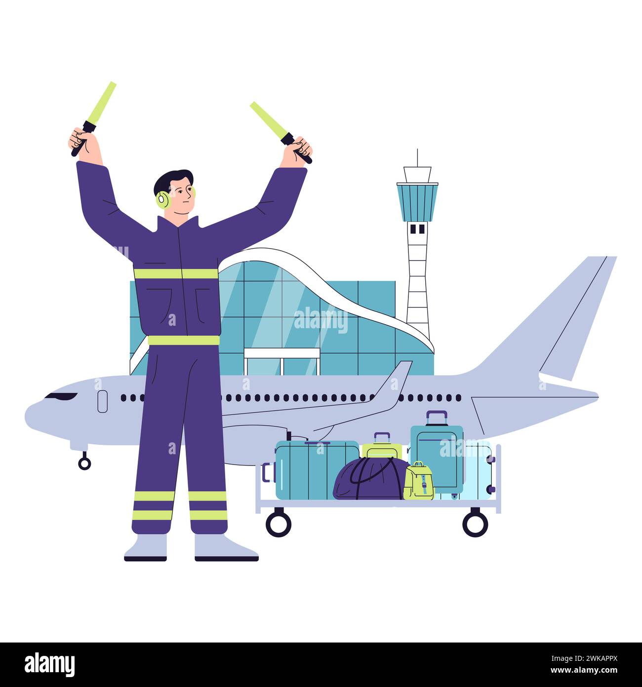 Tarmac staff at airport Banque d'images vectorielles - Alamy
