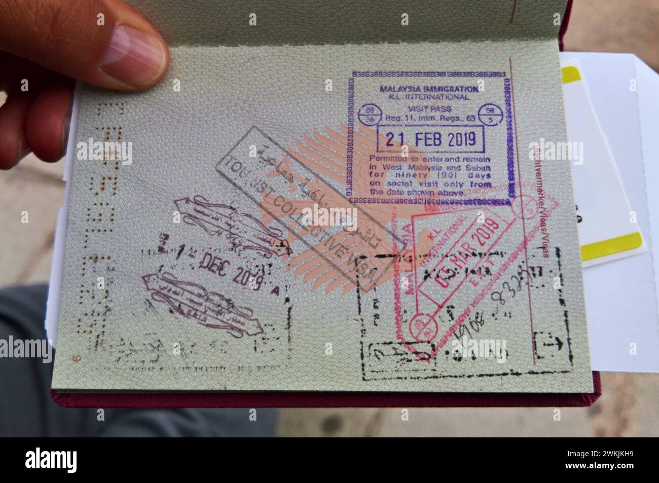 Reisepass, Stempel agent d'immigration Malaisie. Ein ...