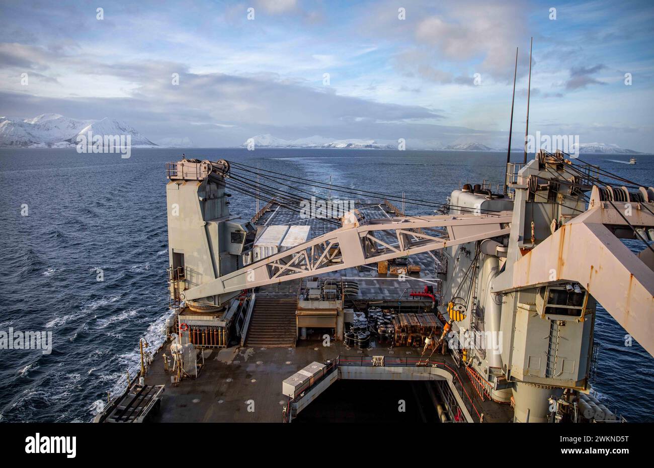 Harstad, Norvège. 21 février 2024. Le navire de débarquement de la ...