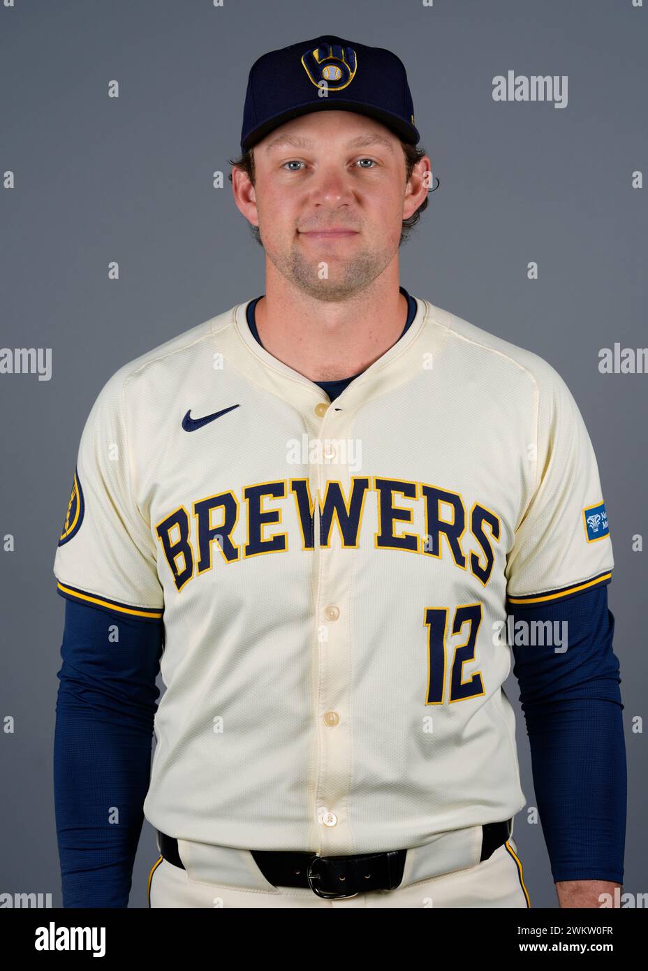 This is a 2024 photo of Rhys Hoskins of the Milwaukee Brewers baseball ...