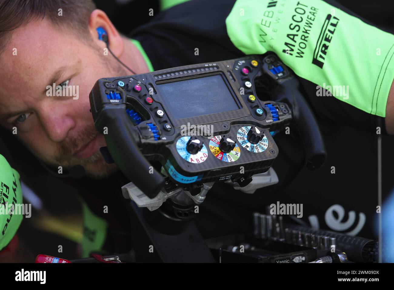 Piquet F1 Team Kick Sauber C44, volant mécanique, lors des essais de ...