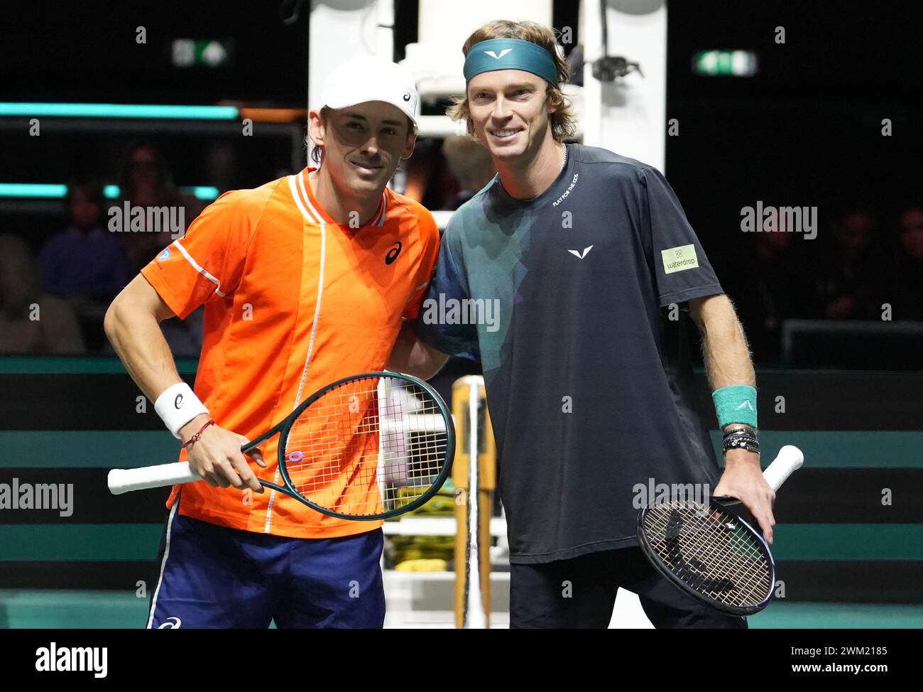 Andrey Rublev de Russie et Alex de Minaur d'Australie FINALE 1/4 lors de l'ABN Amro Open 2024 ...