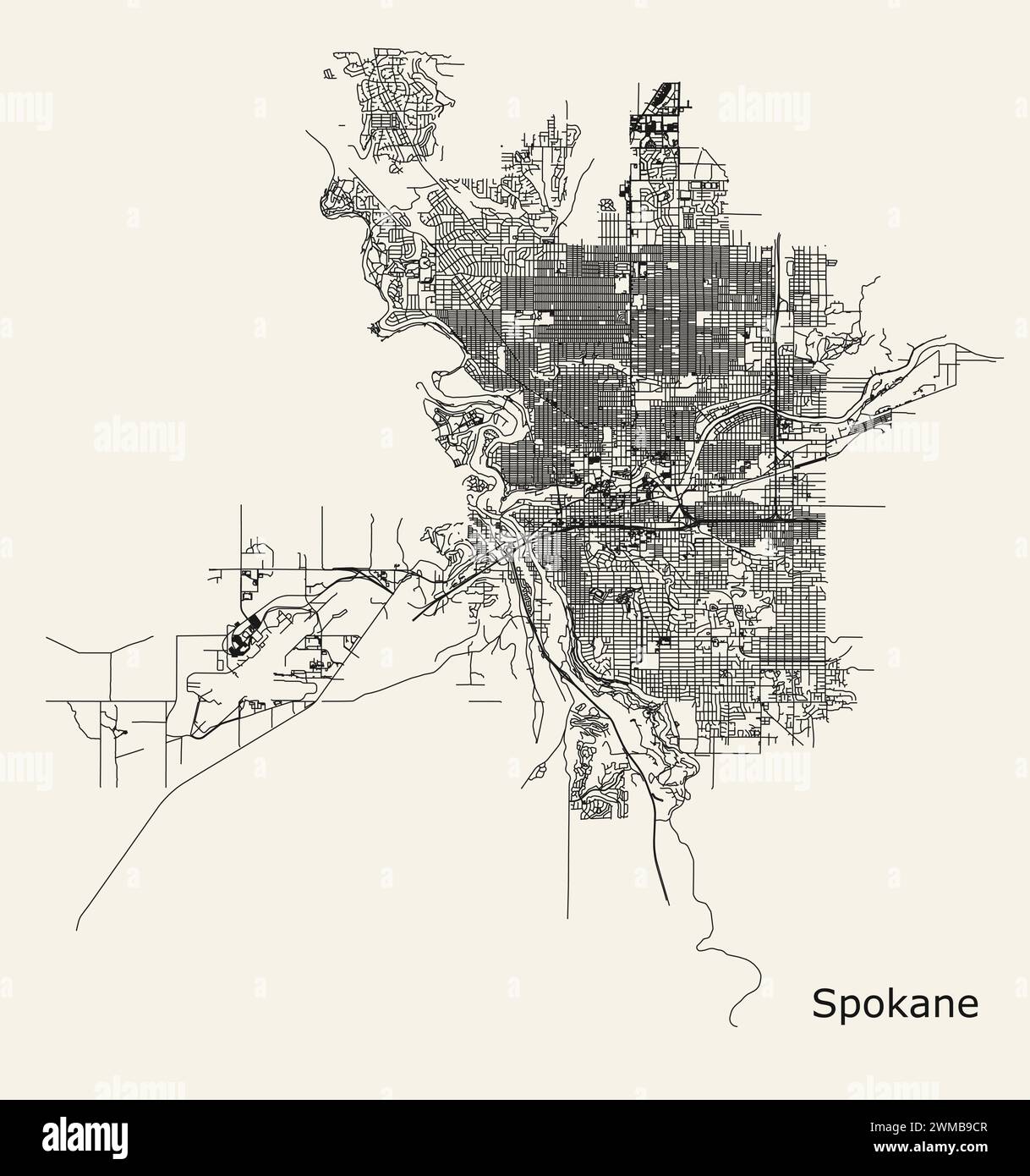 Spokane map Banque d'images vectorielles - Alamy