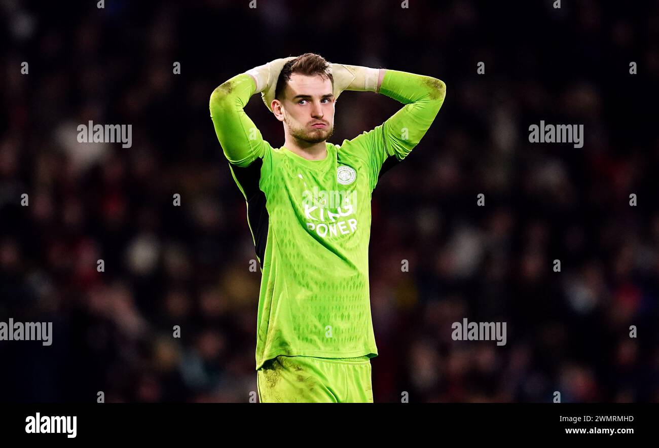 Jakub Stolarczyk, de Leicester City, réagit lors du match de cinquième ...