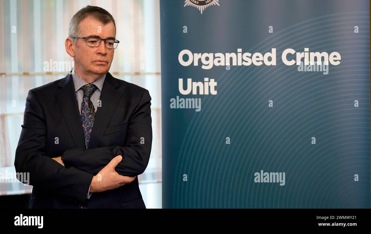 Le commissaire de la Garda Drew Harris lors de la conférence de police ...