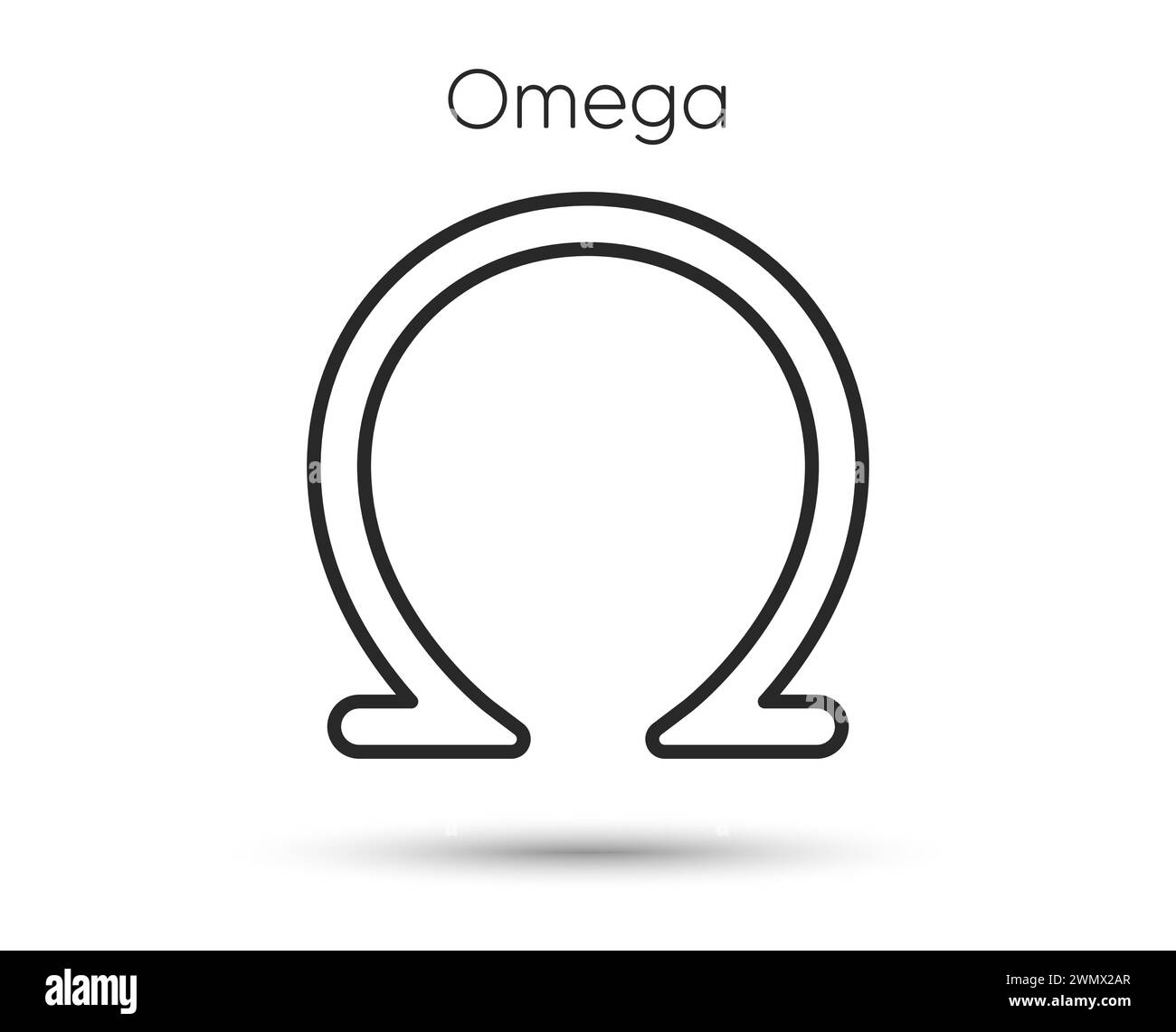 Icône de ligne majuscule Omega. Symbole de la dernière lettre grecque ...