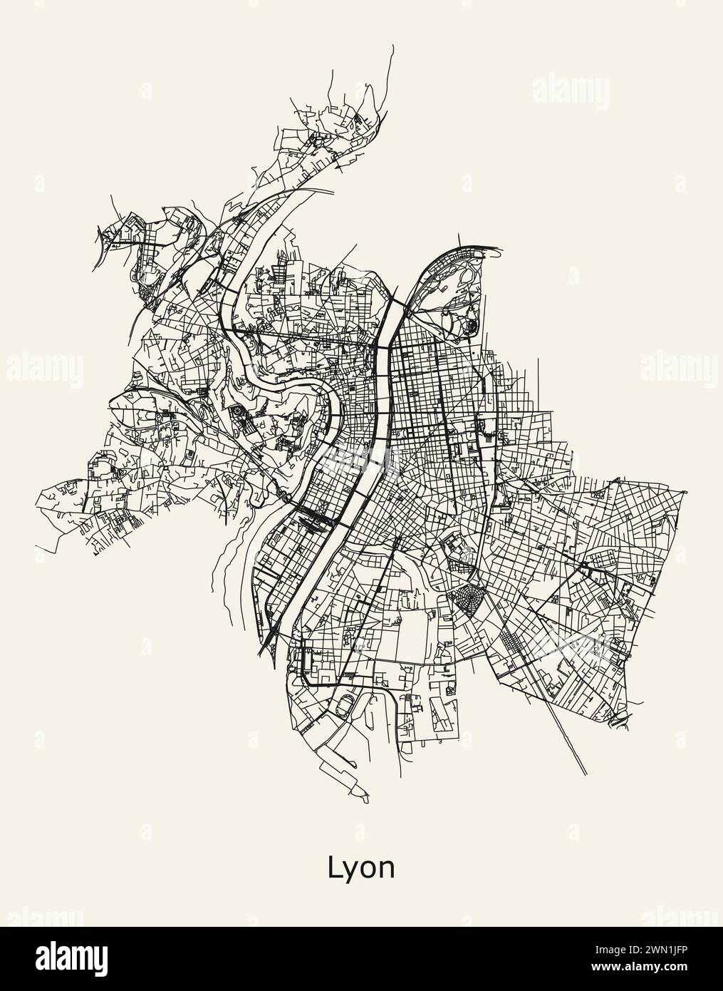 Map of lyon Banque d'images vectorielles - Alamy