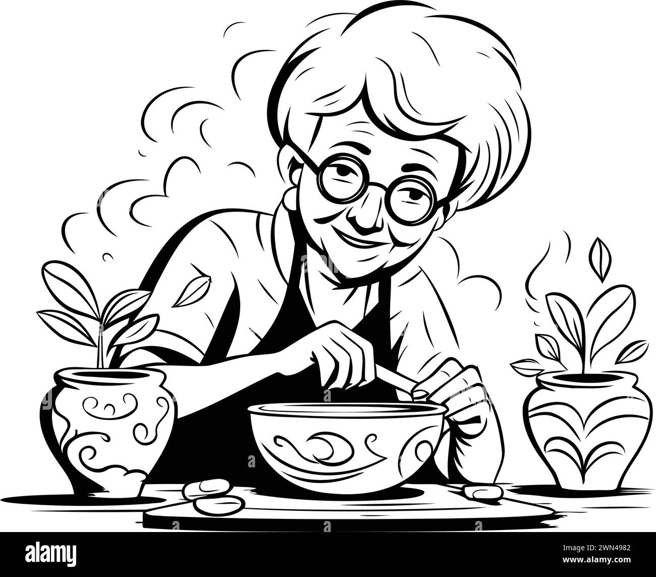 Femme potier Banque d'images noir et blanc - Alamy