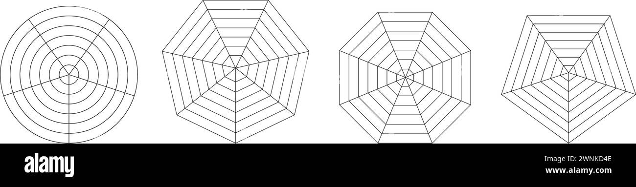 Diagramme pentagonal et hexagonal , pour les diagrammes radar à 5 ...