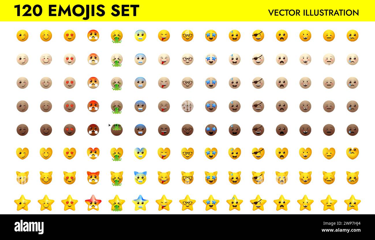 Emoji Set illustration vectorielle design. Pack émoticônes pour le web ...