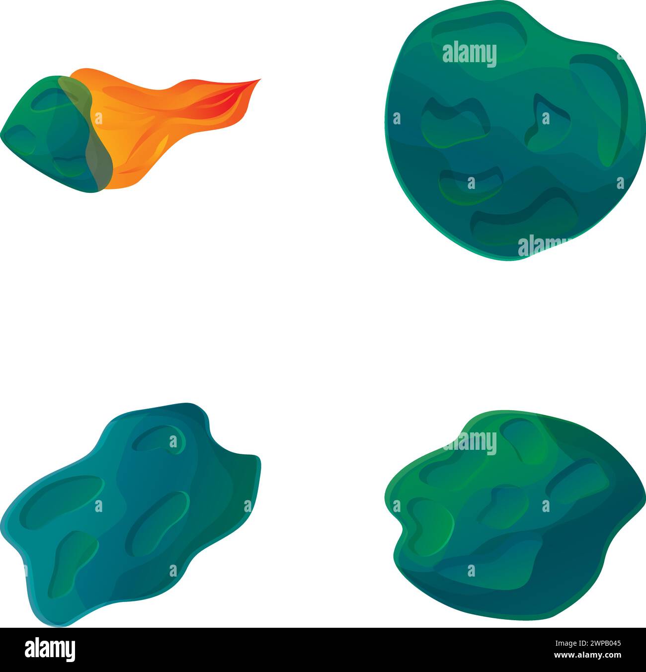 Les icônes de météorite définissent le vecteur de dessin animé ...