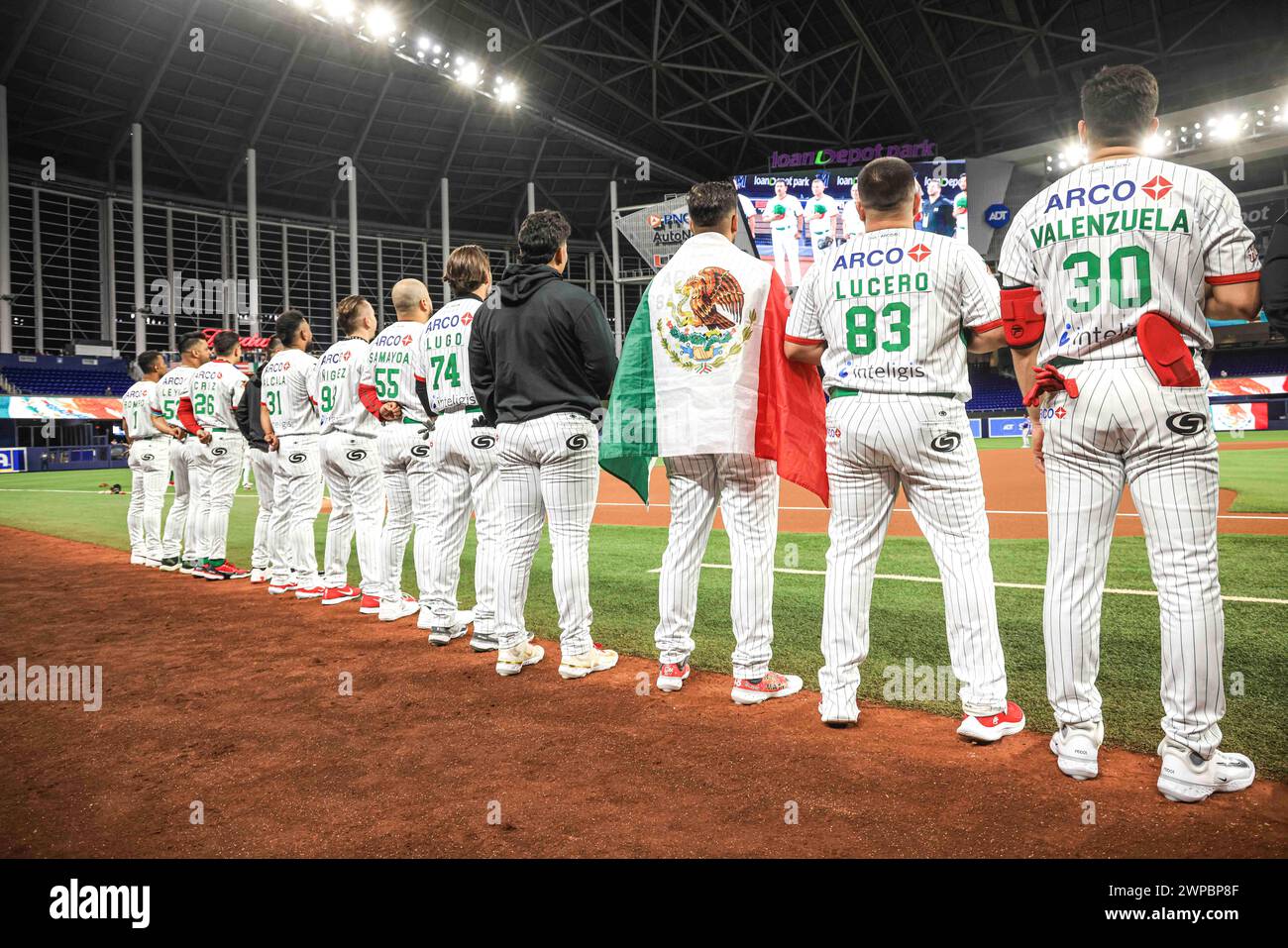 MIAMI, FLORIDE - 2 FÉVRIER : L'équipe de Naranjeros de Hermosillo du ...