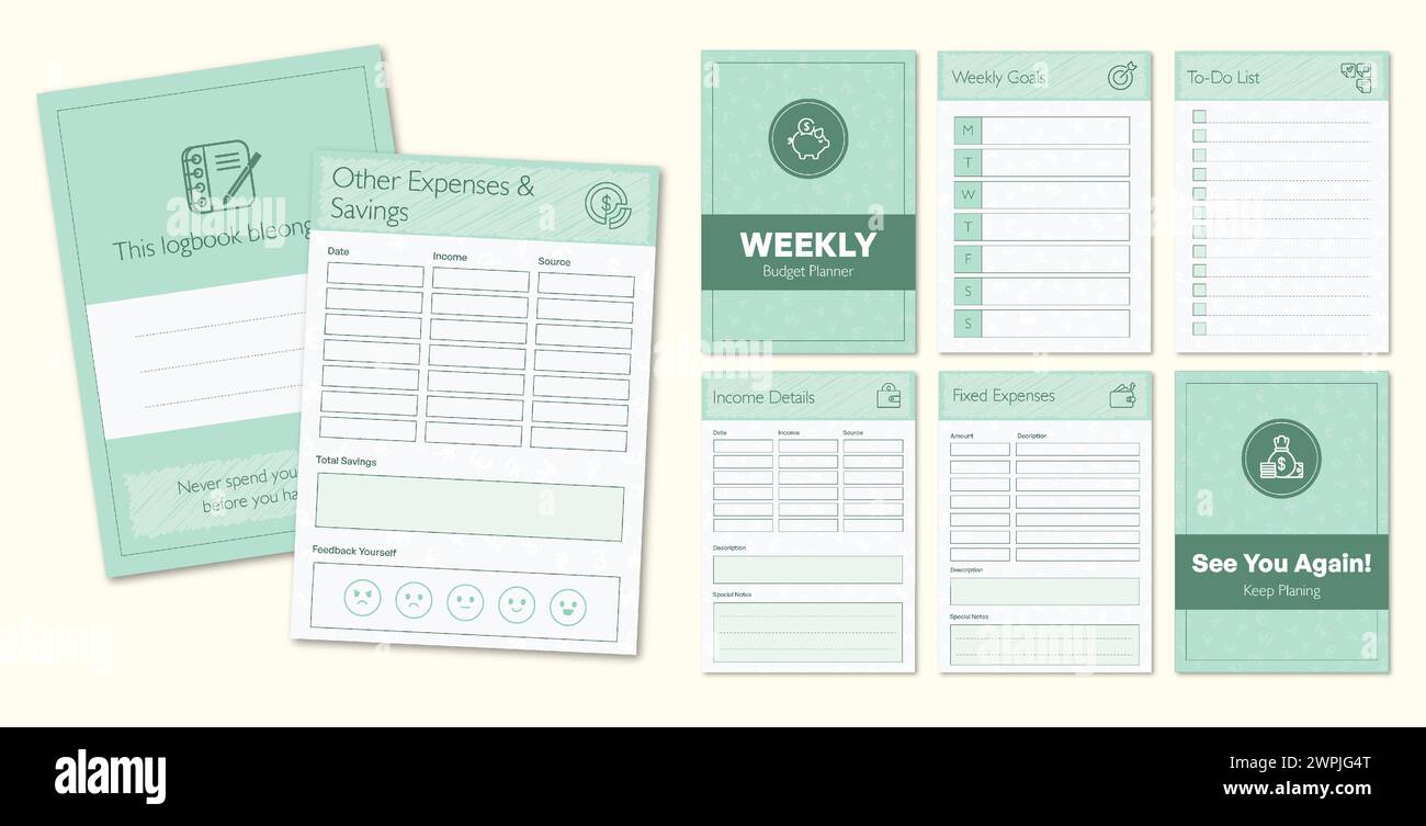Printable weekly planner doodle design Banque d'images vectorielles - Alamy