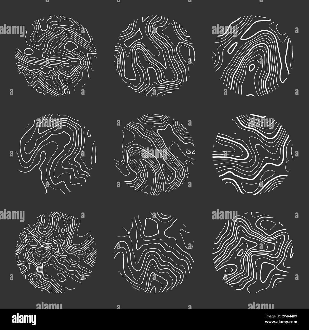 Carte topographique avec lignes de contour. Grille de terrain ...