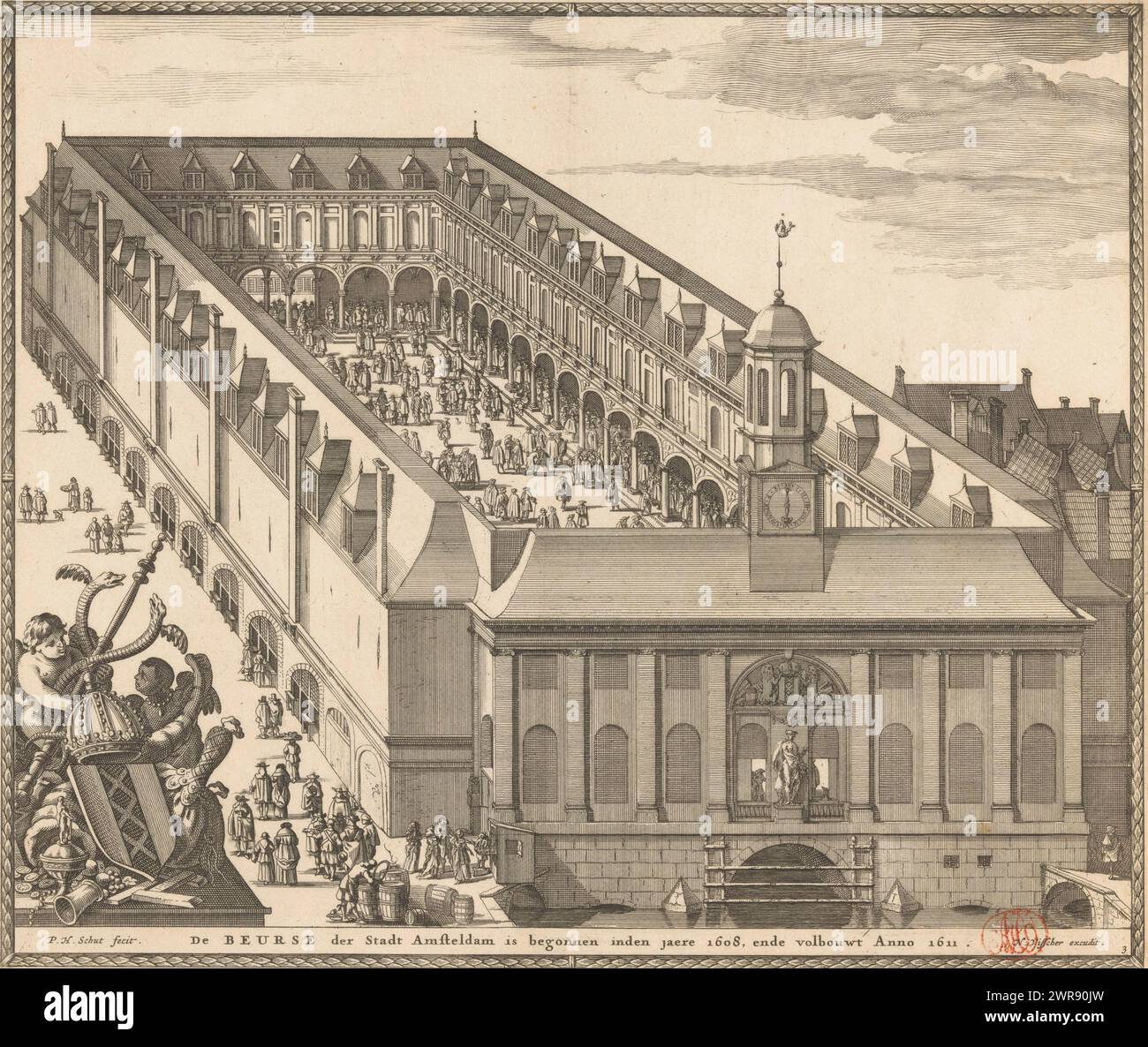 Vue d'ensemble de la Bourse Hendrik de Keyser à Amsterdam, après 1668 ...