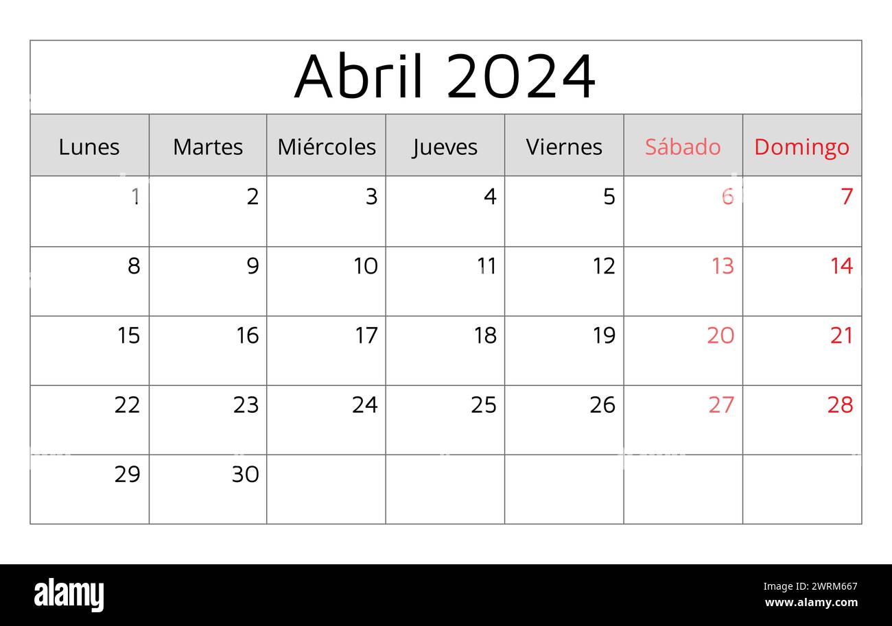 Calendario 2024 español Banque de photographies et d’images à haute ...
