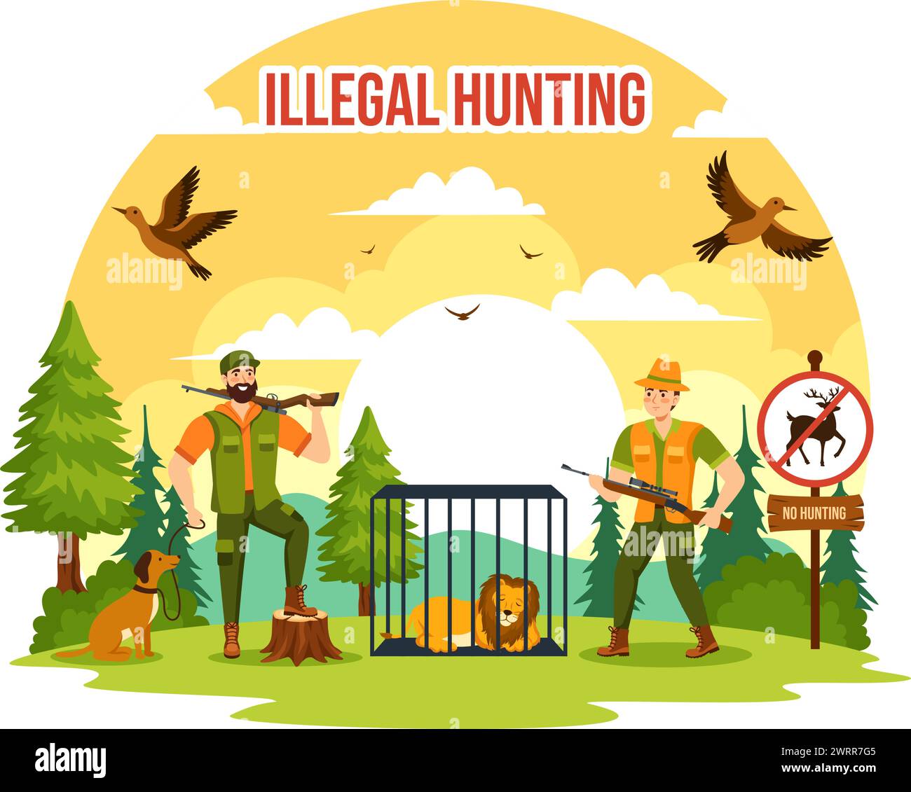 Chasse interdite Banque d'images vectorielles - Alamy