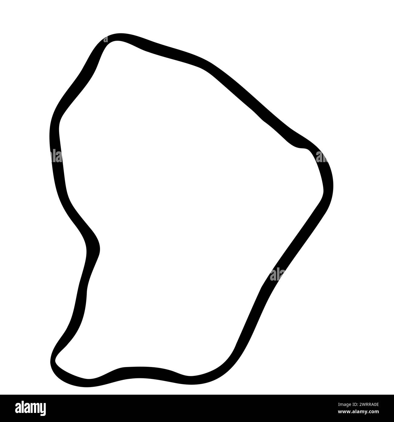 Carte simplifiée de Guyane française. Contour lisse d'encre noire sur ...