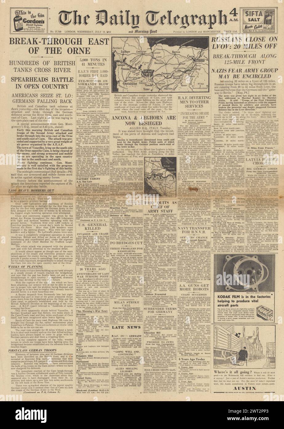 1944 le Daily Telegraph fait la une des reportages des Alliés qui ...