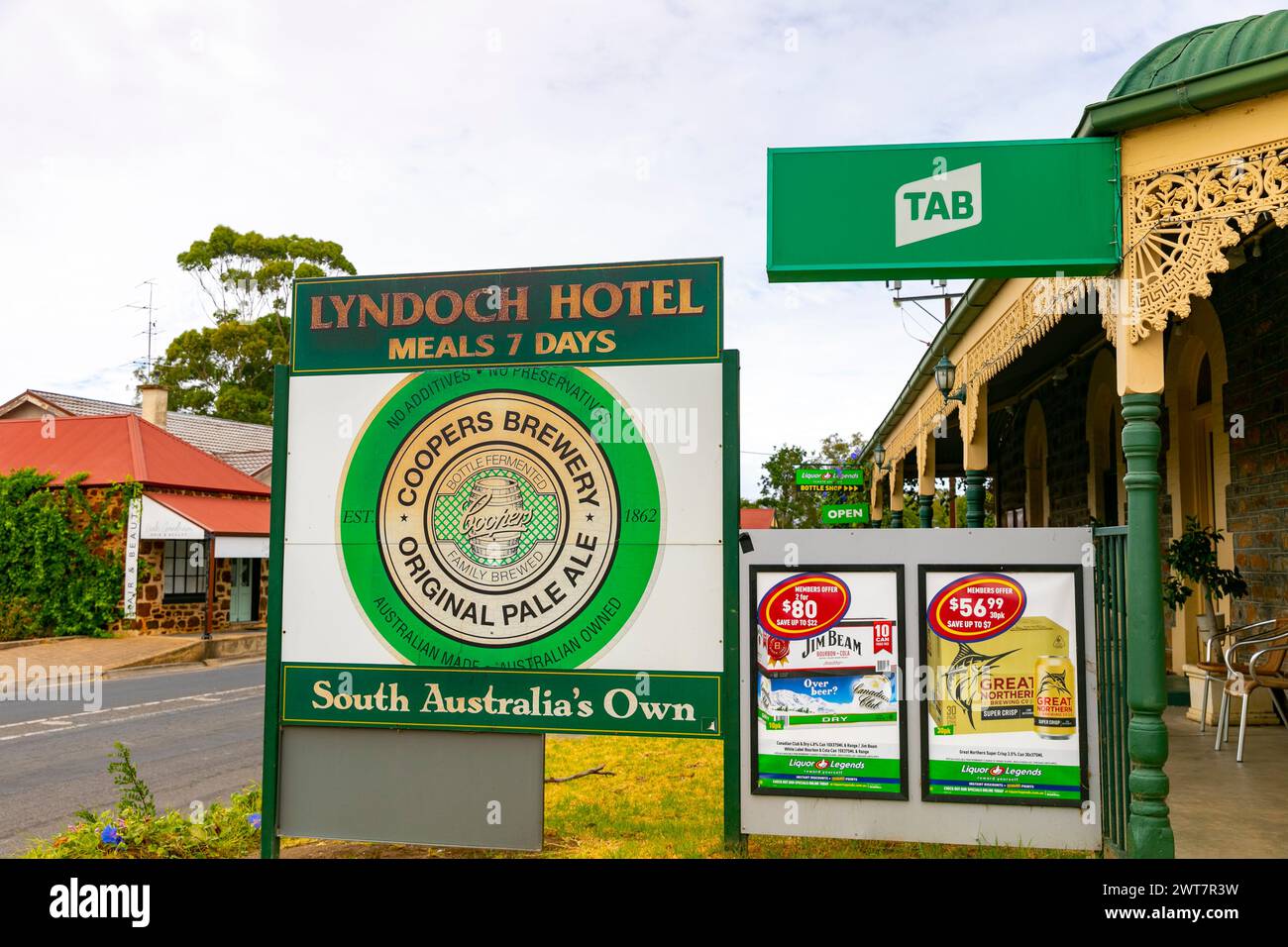 Barossa Valley, l'hôtel Lyndoch et pub dans la ville de Lyndoch ...