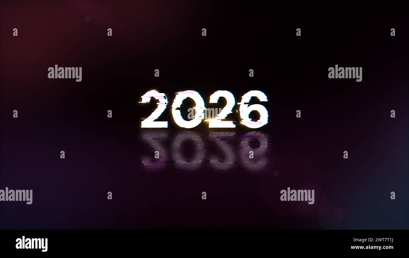 Rendu 3D 2026 texte avec effets d'écran des échecs technologiques ...