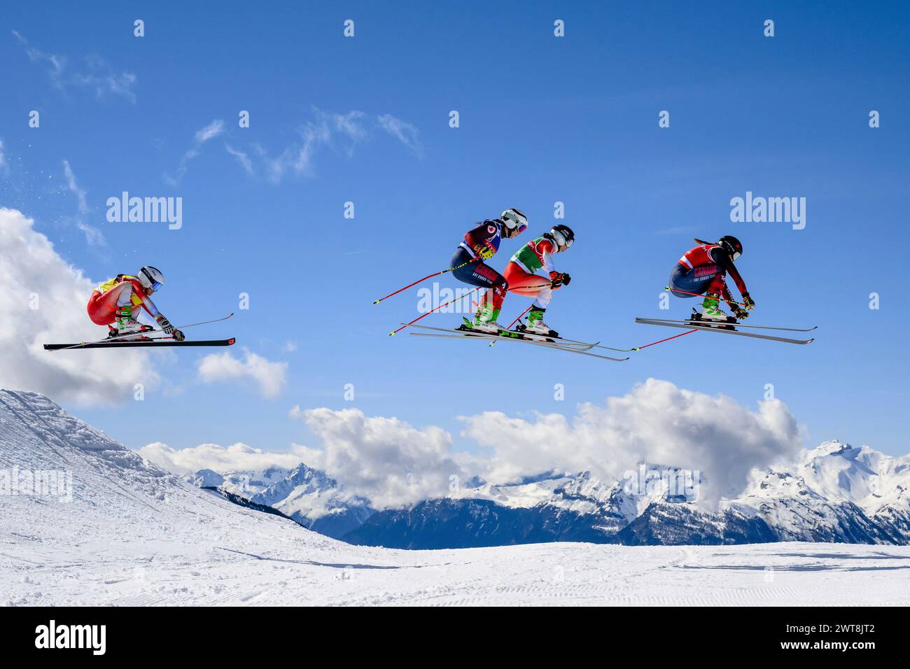 From left, Isabelle Zippert of Switzerland, Abby McEwen of Canada ...