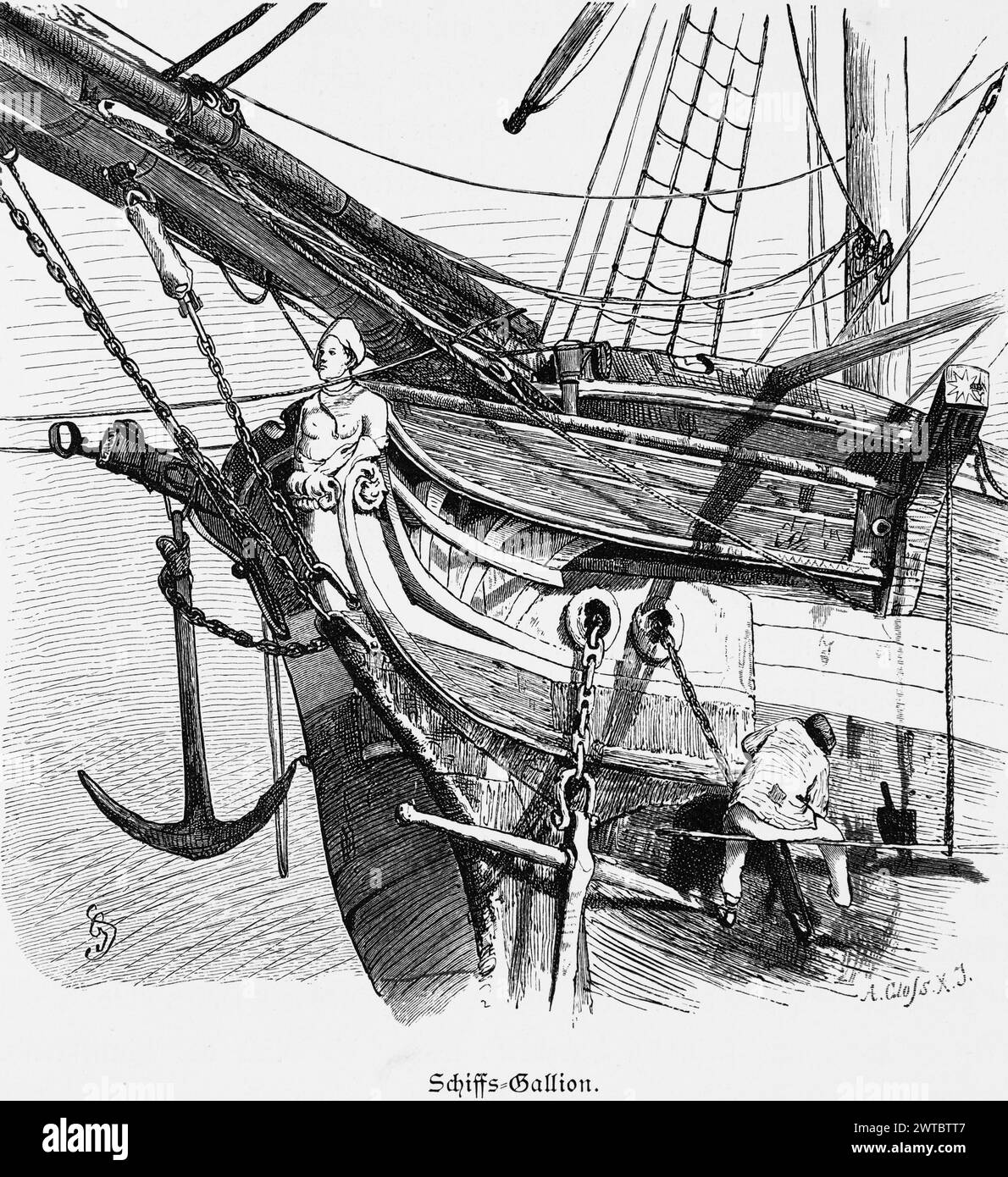 Ancre de bateau de peinture Banque d'images noir et blanc - Alamy