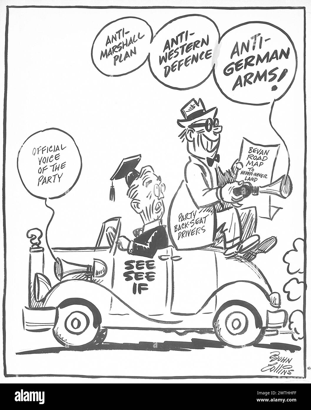 Voiture avec des cornes Banque d'images noir et blanc - Alamy