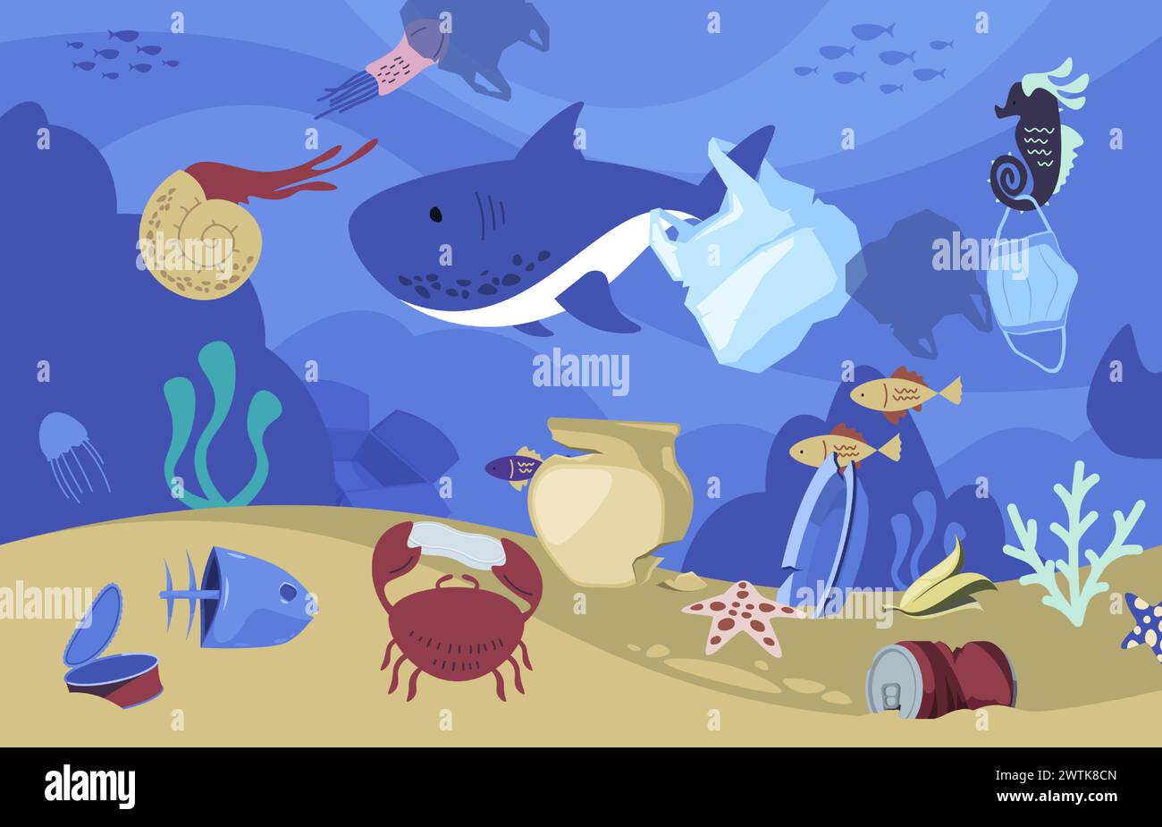 Pollution maritime plastique Banque d'images vectorielles - Alamy