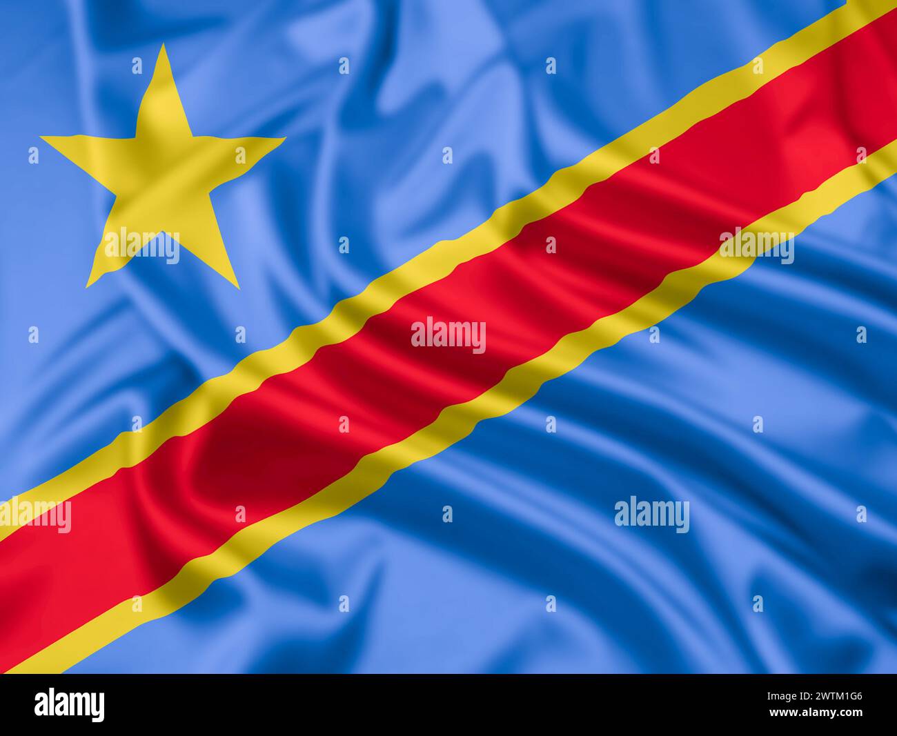 Le drapeau de la République démocratique du Congo ou RDC, avec un effet d'ondulation Photo Stock ...