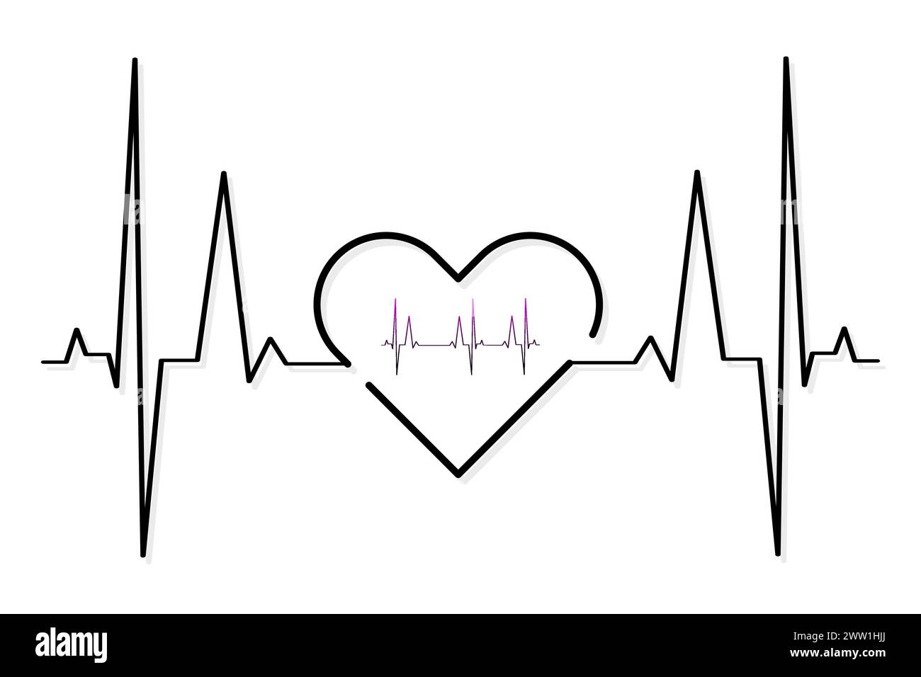 Symbole de l'icône de la ligne de battement cardiaque ECG, signe du ...