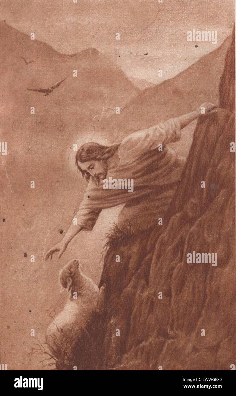 Carte sacrée vintage Jésus avec berger 1890 s- / le bon Pasteur / la ...