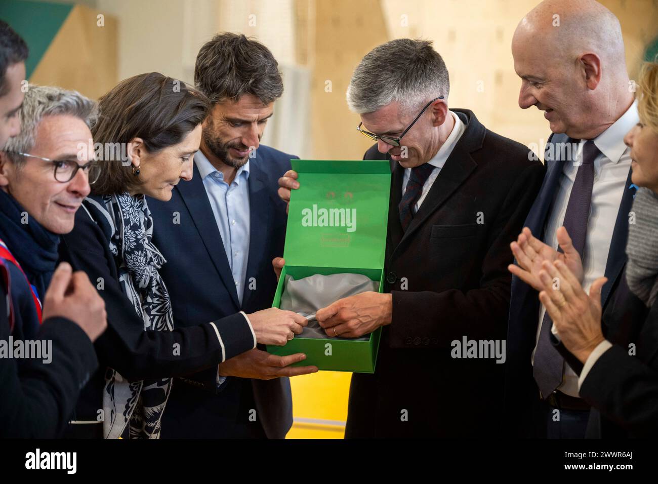 Maire du Bourget Jean-Baptiste Borsali, ministre française des Sports ...