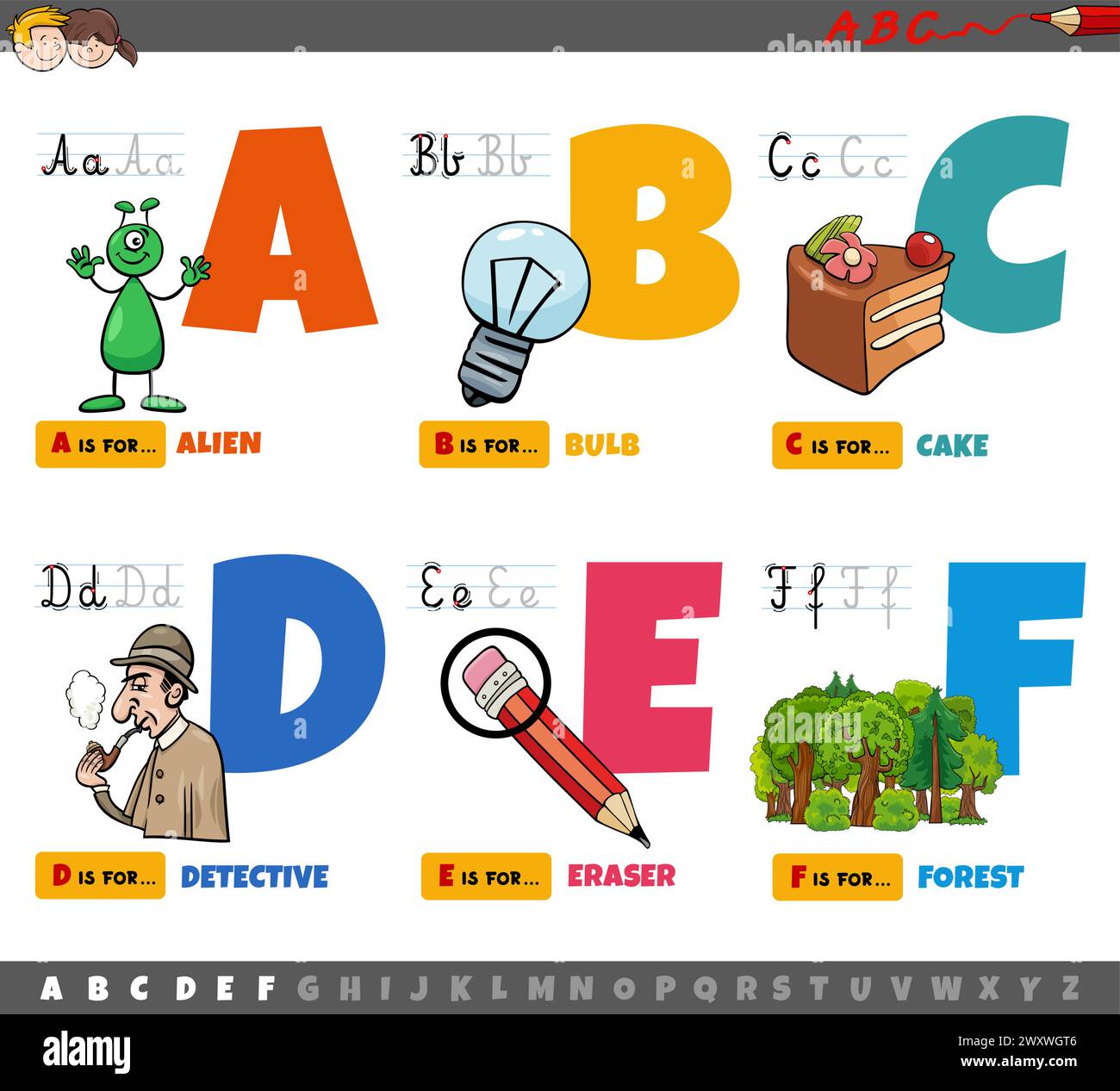 Illustration de dessins animés de lettres majuscules de l'alphabet ...