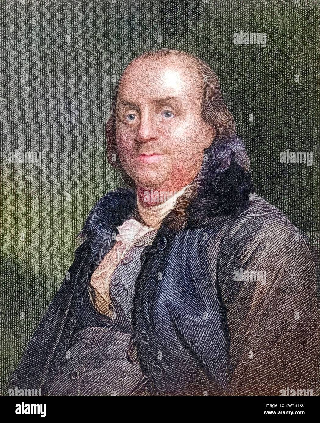 Histoire de l'art gravure portrait benjamin franklin 1706 1790 Banque de photographies et d ...